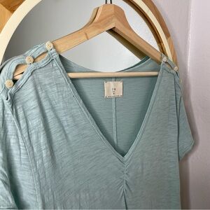 Anthropologie | Tops | Anthropologie Tla Light Blue Flower Button Tee ...
